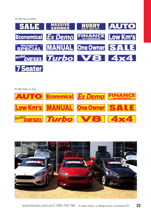 Auto Visuals - Australia's Largest Range of Auto Dealer Products
