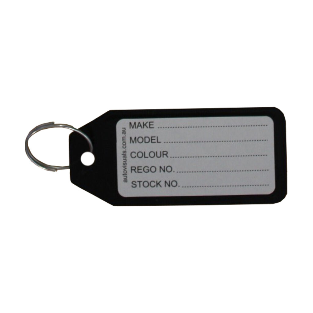 100 Labelled Plastic Key Tags Black - Auto Visuals