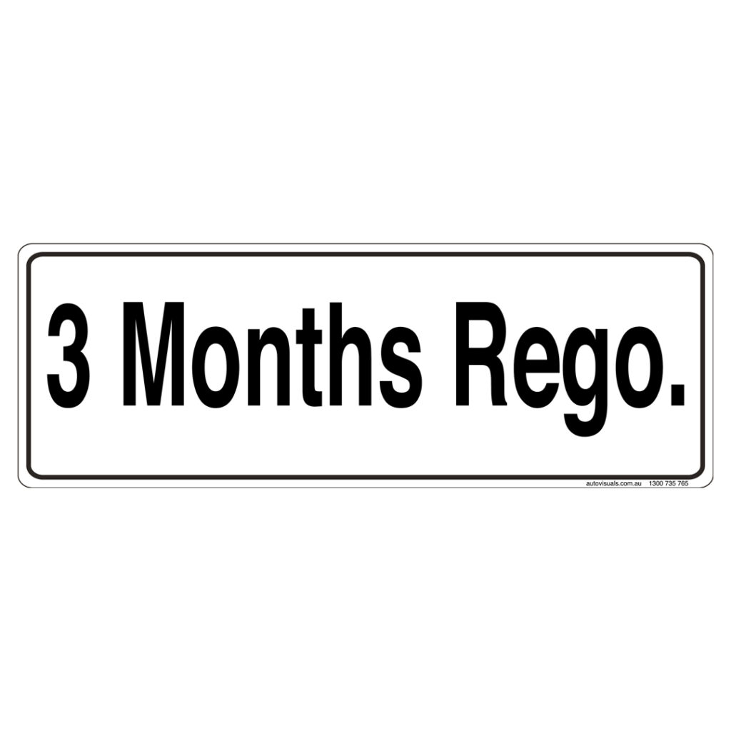 3 Months Rego Plate - Auto Visuals