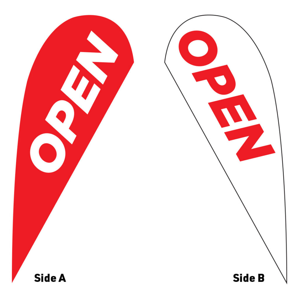 Open Teardrop Flag Double Sided - Auto Visuals
